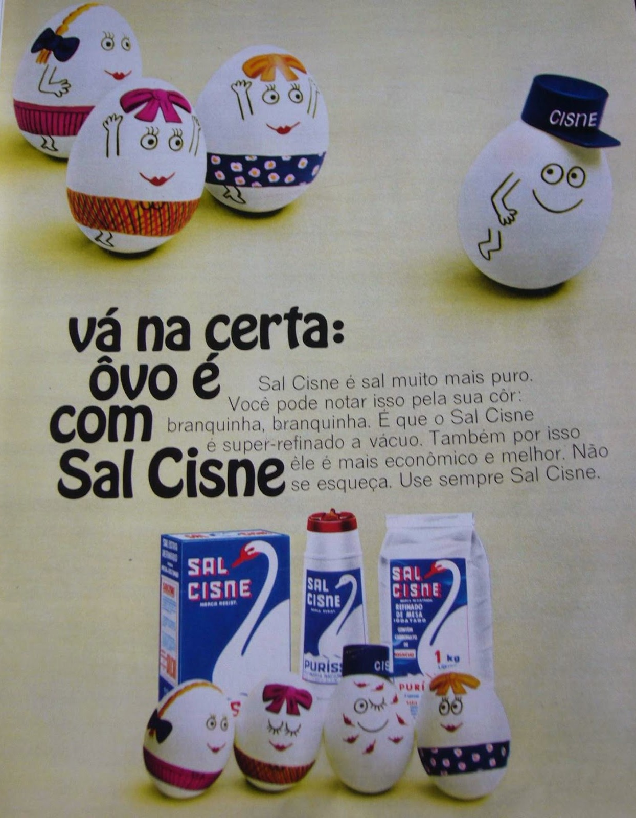 Almanaque: Sal Cisne e suas diversas embalagens